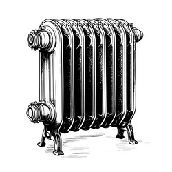 Radiator drawing isolated hand drawn engraved Vector Image