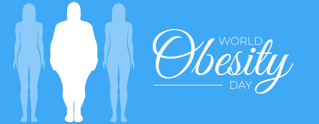 Blue world obesity day banner with normal Vector Image