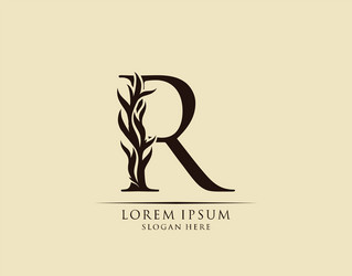 Elegant letter r graceful royal style Royalty Free Vector