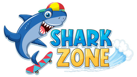 Shark zone icon with cartoon character Royalty Free Vector