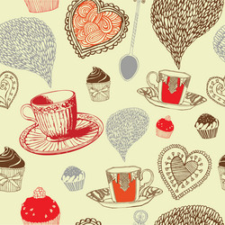 Vintage tea time pattern Royalty Free Vector Image