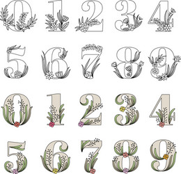 Floral numbers colorful flowers number 3 Vector Image