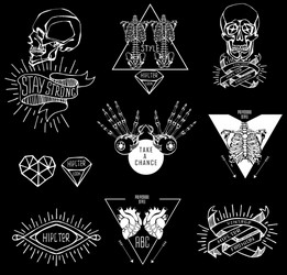 A set two edgy tattoo style graphics Royalty Free Vector