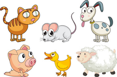 Six animals cartoon characters Royalty Free Vector Image