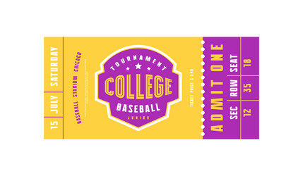 Template of baseball ticket Royalty Free Vector Image