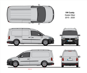Vw caddy cargo maxi blue van 2020 Royalty Free Vector Image