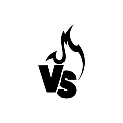 Versus sign surrounded by flames black and white Vector Image