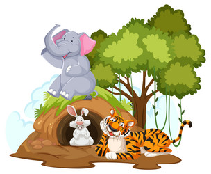 Wild animals cartoon character with burrow Vector Image