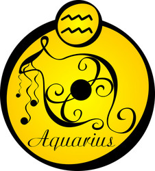 Stylized zodiac signs in a yellow circle cancer Vector Image