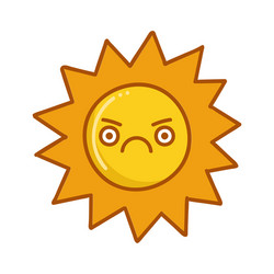 Cute cartoon sun various emoticons emotional face Vector Image