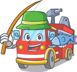 Firetruck with face vehicle cartoon clipart Vector Image
