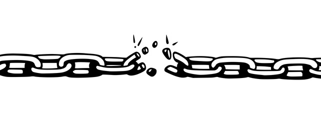 Broken chain with shatters as symbol of strength Vector Image