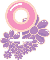 Womens day gender female sign with flowers card Vector Image