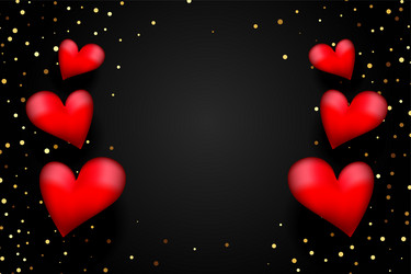 Black background with hearts spreading forming Vector Image