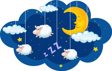 Sheep sleeping on the moon Royalty Free Vector Image