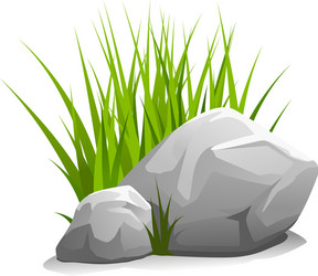Isometric cartoon rock slab with grass - tileset Vector Image