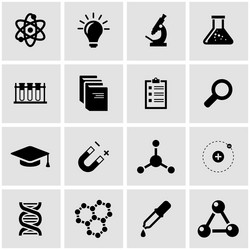 Black science icon set Royalty Free Vector Image