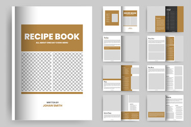 Cookbook magazine layout design and recipe book Vector Image