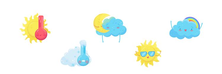 Cartoon weather and forecast with cloud and sun Vector Image