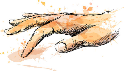 Colored hand sketch holding hands from a splash Vector Image