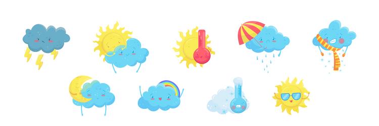 Cartoon weather and forecast with cloud and sun Vector Image