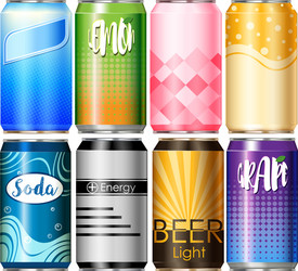 Aluminum cans in six different colors Royalty Free Vector