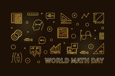 World math day concept outline horizontal banner Vector Image