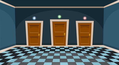 Cartoon secret door concept empty room with door Vector Image