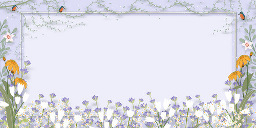 Spring background with cute flower border Vector Image