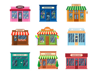 Country shop storefronts set Royalty Free Vector Image