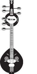 Black and white indian tanpura Royalty Free Vector Image