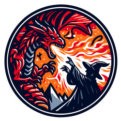 Wizard attacks dragon Royalty Free Vector Image