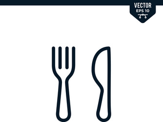 Cutlery set icon collection outlined style Vector Image