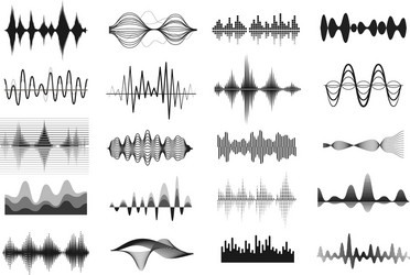 Sound waves set music Royalty Free Vector Image