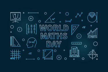 World math day concept outline horizontal banner Vector Image