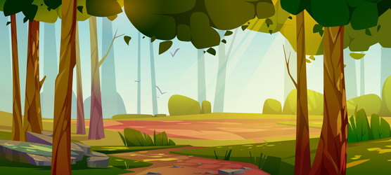 Forest swamp cartoon game landscape background Vector Image