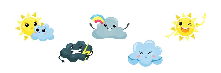 Cartoon weather and forecast with cloud and sun Vector Image
