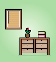 8 bit pixel wooden desk in for game Royalty Free Vector