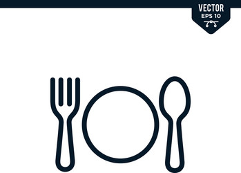 Cutlery set icon collection outlined style Vector Image