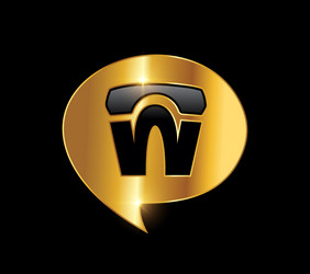 Golden chat people logo icon Royalty Free Vector Image