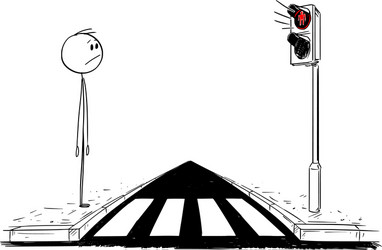 Cartoon man or pedestrian walking on crossing Vector Image