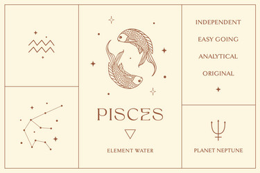 Pisces zodiac sign design esoteric Royalty Free Vector Image