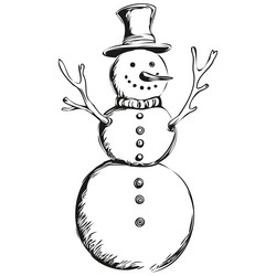Snowman vintage engraved sketch detailed Vector Image