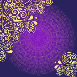 Vintage gold and purple frame with golden mandala Vector Image