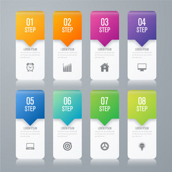 Eight cardboard infographic seals Royalty Free Vector Image