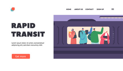 Public transport landing page template people Vector Image