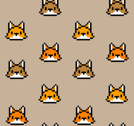 8 bit pixel fox orange head a cartoon Royalty Free Vector