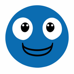 Blue emoji face emoticon icon on white background Vector Image