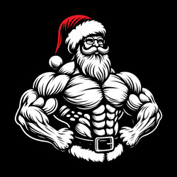 Santa claus christmas gym muscle bodybuilding Vector Image