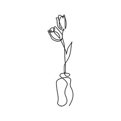 Continuous line art drawing of flower minimalist Vector Image